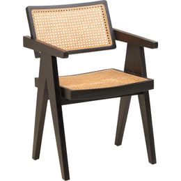 Livetastic Armlehnstuhl Wiener Geflecht, Natur, Schwarz, Holz, Rattan, Teakholz, massiv, Wiener Geflecht, 58x85.5x55 cm, Esszimmer, St&uuml;hle, Esszimmerst&uuml;hle, Armlehnenst&uuml;hle