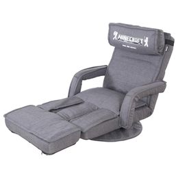 Minecraft Gamingstuhl, Grau, Metall, Textil, Gaming, 62x80x60 cm, Sitzfl&auml;che 360&deg; drehbar, Nackenkissen abnehmbar, ausziehbare Fu&szlig;st&uuml;tze, Kinder- & Jugendzimmer, Jugendm&ouml;bel, Gamingst&uuml;hle