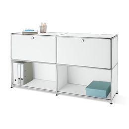 Tchibo - Metall-Sideboard mit 2 versetzbaren Klappenf&auml;chern - 152x40x82,5cm - silber -