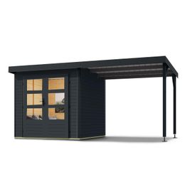 Karibu Ger&auml;tehaus &raquo;Venus A&laquo; mit Metalldach und Anbaudach - 209x213x209cm - anthrazit -