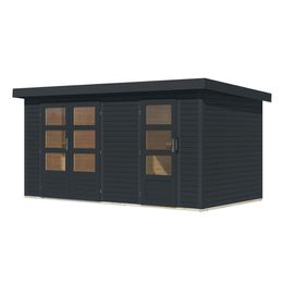 Karibu Ger&auml;tehaus &raquo;Mars&laquo; mit 2 R&auml;umen und Metalldach - 400,5x213,5x209cm - anthrazit -