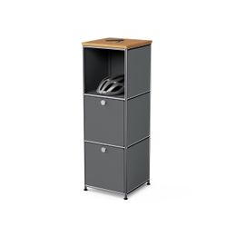 Tchibo - Schmale Kommode Metall &raquo;Cn3&laquo; mit Holzplatte und 2 Klappenf&auml;chern - 40,5x40,5x121,5cm - chrom -