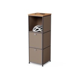 Tchibo - Schmale Kommode Metall &raquo;Cn3&laquo; mit Holzplatte und 2 Klappenf&auml;chern - 40,5x40,5x121,5cm - taupe -
