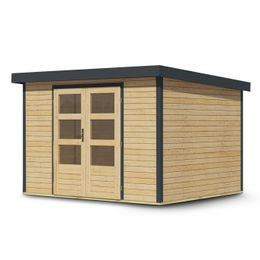 Karibu Ger&auml;tehaus &raquo;Venus&laquo; C mit Anbaudach - 298,5x242,5x209cm - anthrazit -