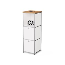 Tchibo - Schmale Kommode Metall &raquo;Cn3&laquo; mit Holzplatte und 2 Klappenf&auml;chern - 40,5x40,5x121,5cm - chrom -