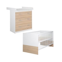 Roba &raquo;Gabriella&laquo; Kinderzimmerset mit schmaler Wickelkommode und Bett - 76x142x80cm - braun -