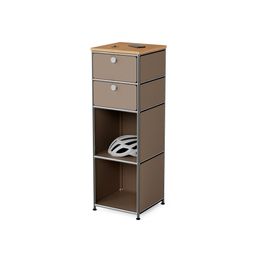 Tchibo - Schmale Kommode Metall &raquo;Cn3&laquo; mit Holzplatte und 2 Schubladen - taupe
