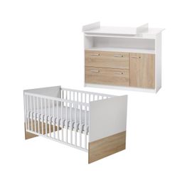 Roba &raquo;Gabriella&laquo; Kinderzimmerset mit breiter Wickelkommode und Bett - 76x142x80cm - braun -