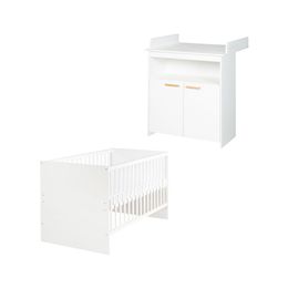 Roba &raquo;Anton&laquo; Kinderzimmerset mit Bett und Wickelkommode - 78,5x142x80cm - wei&szlig; -