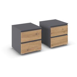2 Rauch Nachttische &raquo;Joel&laquo; - 40x42x42cm - grau -