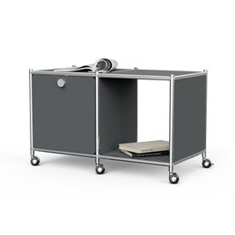 Tchibo - Beistelltisch Metall &raquo;Cn3&laquo; mit 1 Klappenfach und Rollen - 78,5x40x48,5cm - chrom -