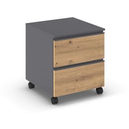 Rauch Nachttisch &raquo;Joel&laquo; mit Rollen und 2 Schubladen - 40x42x45cm - grau -
