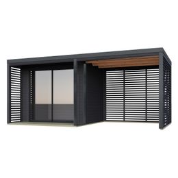 Karibu Modernes Gartenhaus &raquo;Horus Set&laquo; mit 2 - 537,5x276x231,5cm - anthrazit -