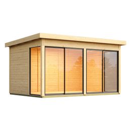 Karibu Modernes Gartenhaus &raquo;Noelia 5&laquo; mit Schiebet&uuml;r und Dacheindeckung - 428,5x308,5x253cm - anthrazit -
