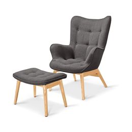 Tchibo - Einzelsessel mit Fu&szlig;hocker - 71x82x98cm - anthrazit -
