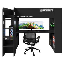 Roba Minecraft Gaming-Bett mit Schreibtisch - 226,5x96x181cm - schwarz -