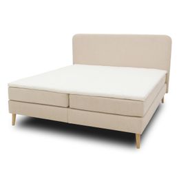 Domo Boxspringbett &raquo;Kopenhagen&laquo; mit festem Kopfteil - 187x210x119cm - beige -