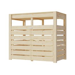 Karibu M&uuml;lltonnenbox f&uuml;r 2 Tonnen mit Pflanzdach (2 x 240l) - 158x88x143cm - naturfarben -