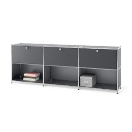 Tchibo - Sideboard Metall &raquo;Cn3&laquo; mit 3 versetzbaren Klappenf&auml;chern - 227x40x82,5cm - chrom -
