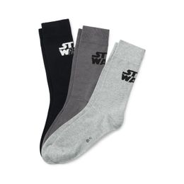 Tchibo - 3 Paar Socken &raquo;Star Wars&laquo; - Herren - Gr. 44-46 - hellgrau/jacquard