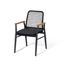 Tchibo - Dining-Stuhl mit Teak-Armlehnen und Textilgeflecht - 59x64x88cm - anthrazit -