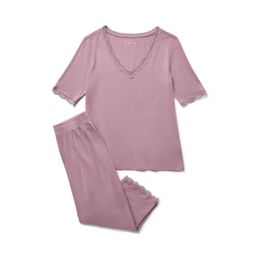 Tchibo - Pyjama-Set mit Spitze - Damen - Gr. S - rosa