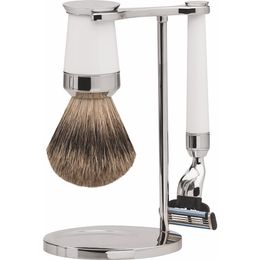 ERBE&reg; Rasiergarnitur Gillette Mach3 3-Tlg. Rasierpinsel Dachshaar, Wei&szlig;, Sonderpreis
