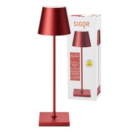 Sigor Nuindie Akku-Tischleuchte USB-C 380mm kirschrot
