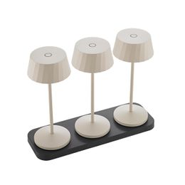 Sigor Facetta - Akku-Tischleuchte, 225mm, d&uuml;nenbeige, 3er Set
