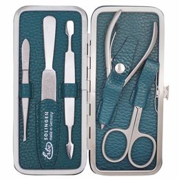 Erbe Solingen Manicure B&uuml;geletui Inox Petrol Hautzange & Nagelschere, Serie "Piemont"