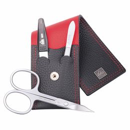 Erbe Solingen Manicure Taschenetui Inox Schwarz/Rot Serie "Colorado", 3-Tlg
