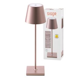 Sigor Nuindie - Dimmbare LED Akku-Tischleuchte In- & Outdoor, 38 cm, Rosegold
