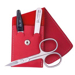 Erbe Solingen Manicure Taschenetui Rot Inox 3-Tlg Serie "Travel"