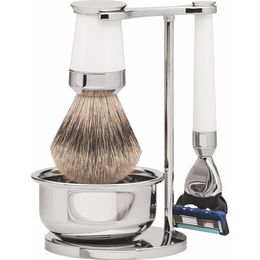 ERBE&reg; Rasiergarnitur Gillette Fusion 4-Tlg. Rasierpinsel Silberspitz, Wei&szlig;