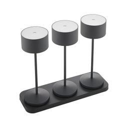 Sigor Veluna - Akku-Tischleuchte, 245mm, nachtschwarz, 3er Set