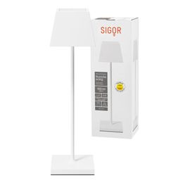Sigor Nuindie Akku-Tischleuchte eckig USB-C schneewei&szlig;