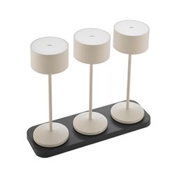 Sigor Veluna - Akku-Tischleuchte, 245mm, d&uuml;nenbeige, 3er Set