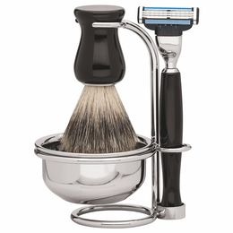 ERBE&reg; Rasiergarnitur Gillette Mach3 4-Tlg. Pinsel Dachshaar, Schwarz