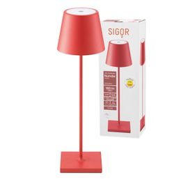 Sigor Nuindie - Dimmbare LED Akku-Tischleuchte In- & Outdoor, 38 cm, Feuerrot