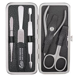 Erbe Solingen Manicure B&uuml;geletui Inox Schwarz Hautzange & Nagelschere, Serie "Piemont"