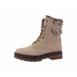 Tom Tailor gef&uuml;tterte Schn&uuml;rboots - Damen - Gr. 42 - creme