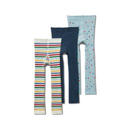 Tchibo - 3 Kinder-Frottee-Thermoleggings - Baby - Gr. 86/92 - graublau/jacquard