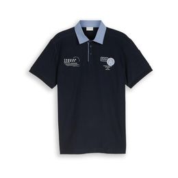 Tom Tailor Poloshirt mit Ottoman-Struktur - Herren - Gr. L - blau/print