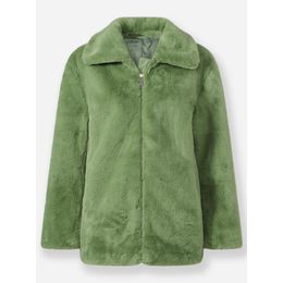 WITT Damen Fellimitatjacke mit Umlegekragen, eucalyptus, Gr&ouml;&szlig;e 46