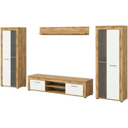 M&ouml;bel Kraft Wohnwand holzfarben Ma&szlig;e (cm): B: 310 H: 159 T: 35.0 &raquo; M&ouml;bel Kraft