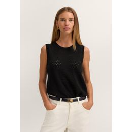 Bugatti Damen Strick-Top aus Baumwoll-Polyacryl-Mix mit Rundhalsausschnitt