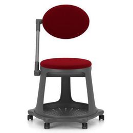 Nowy Styl NowyStyl Hocker BZOOM, mit Aufbewahrungsfunktion und Rollen, Stoffbezug, bis 110 kg, Sitzma&szlig;e B 400 x T 410 x H 480 mm, Stoff/PP, rot/grau