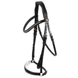 Hans Melzer Horse Equipment Hans Melzer Trense Valluhn schwarz/silber hannoversches Reithalfter wei&szlig; unterlegt LACK WB EXTRA (KB-Kaltblut)