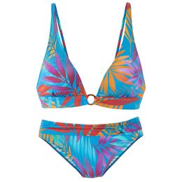 Lascana Damen Triangel-Bikini, wei&szlig; bedruckt, Gr&ouml;&szlig;e 34A/B