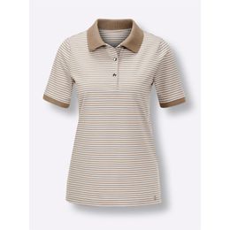 CREATION L PREMIUM Witt Damen Poloshirt mit Druckkn&ouml;pfen, marine-wei&szlig;-geringelt, Gr&ouml;&szlig;e 36